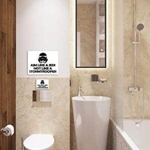 Aim Like A Jedi Not Like A Stormtrooper Bathroom Sign Decor - FRAMED - Home Decor Wall Art, Gallery Wrap Inner Frame, White, 7x9