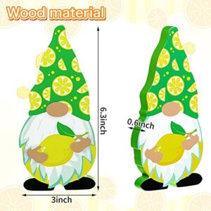 3 Pcs Lemon Gnomes Decor Lemon Wooden Decorations for Kitchen Summer Tiered Tray Gnomes Lemon Wooden Tabletop Centerpiece Farmhouse Lemon Gnome Freestanding Table Signs for Summer Home Decoration