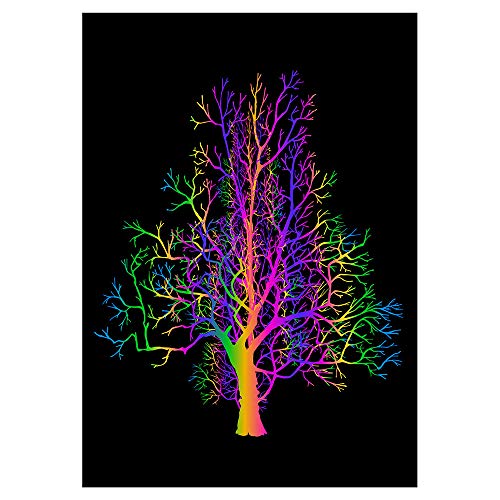 Blacklight premium VELVET material poster print 24x34 inch, reactive at UV light, glow at blacklight, art wall fluorescent poster, fluorescent ink print (Glow tree)