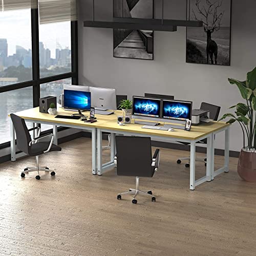 NSdirect Modern Computer Desk 63 Inch Large Office Desk, Writing Study Table for Home Office Desk Workstation Wide Metal Sturdy Frame Thicker Steel Legs, White