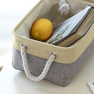 TOPZEA 6 Pack Fabric Storage Baskets, Foldable Storage Bin with Rope Handles Linen Storage Basket for Shelves, Closet Organizing, Cloth Storage Baskets, 12" x 8" x 5", Grey