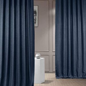 hpd half price drapes italian faux linen curtains for bedroom 50 x 108 (1 panel), flch-fm20103-108, sergeants blue