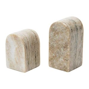 Creative Co-Op Contemporary Decorative Office Shelves and Marble, Set of 2 Bookends, Beige, 2