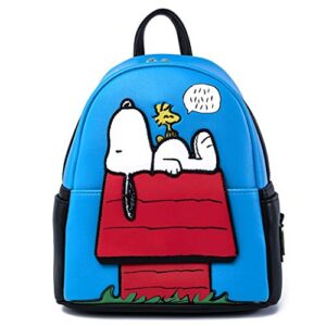 loungefly peanuts snoopy doghouse faux leather womens mini backpack purse