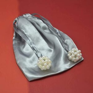 TOPSMU Pearl Bag Crystal Pearl Purse Handmade Weave For Women Handbag Acrylic Beaded Bags White