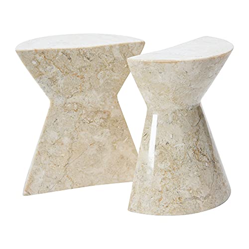 Bloomingville Natural Modern Marble Office and Home Contemporary Shelf and Table Décor Set of 2 Bookends, Beige, 2