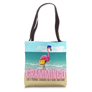 grammingo like a normal grandma pink flamingo gift for women tote bag