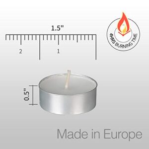 Tealight Candles - 4 Hours - Giant 100,200,300 Bulk Packs - White Unscented European Smokeless Tea Lights for Shabbat, Weddings, Christmas, Home Decorative- 100 Pack