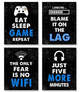 video game decor set of 4 (8”x10”), boys room decorations for bedroom, game room decor, video game art gift, video game print, video game poster, no frames