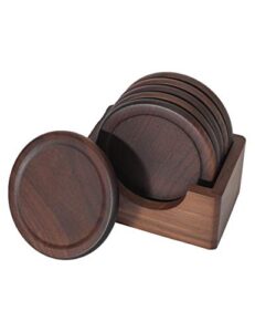 walnut dark wood coaster, 6-piece coaster set, holder included, wood coasters,coffee coaster, beer coaster