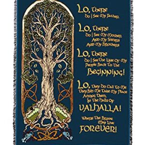 Pure Country Weavers The Viking Prayer Blanket - Tree of Life - Norse Gift Tapestry Throw Woven from Cotton - Made in The USA (72x54)