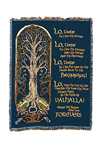 Pure Country Weavers The Viking Prayer Blanket - Tree of Life - Norse Gift Tapestry Throw Woven from Cotton - Made in The USA (72x54)