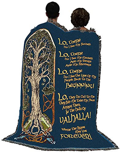 Pure Country Weavers The Viking Prayer Blanket - Tree of Life - Norse Gift Tapestry Throw Woven from Cotton - Made in The USA (72x54)