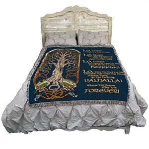 Pure Country Weavers The Viking Prayer Blanket - Tree of Life - Norse Gift Tapestry Throw Woven from Cotton - Made in The USA (72x54)