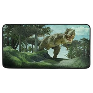 jurassic dinosaur jungle area rug non-slip washable soft floor mat carpet for kitchen bedroom living room bathroom home decor,39×20 inch