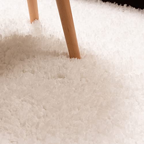 Super Area Rugs Fluffy & Soft 2-Inch Shag Accent Rug for Living Room - Bedroom Non Skid, Snow White, 2' x 3' Mat