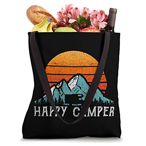 Happy Camper Gift RV Camping Accessory Retro Sun 70s 80s Tote Bag