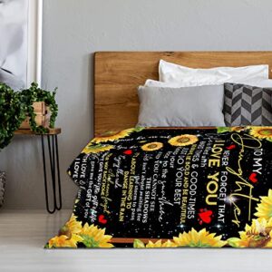 Daughter Gift from Mom Dad Sunflower Blanket to My Daughter Never Forget That I Love You Fleece Blanket Ultra-Soft Micro Light Weight Warm Bed Throw Blanket