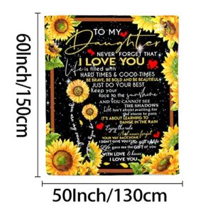 Daughter Gift from Mom Dad Sunflower Blanket to My Daughter Never Forget That I Love You Fleece Blanket Ultra-Soft Micro Light Weight Warm Bed Throw Blanket