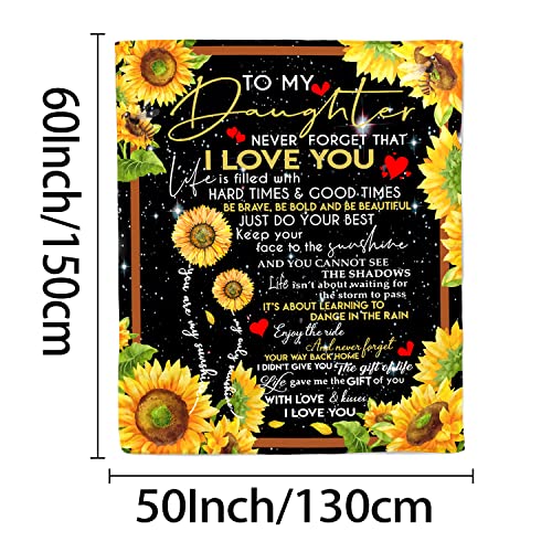 Daughter Gift from Mom Dad Sunflower Blanket to My Daughter Never Forget That I Love You Fleece Blanket Ultra-Soft Micro Light Weight Warm Bed Throw Blanket