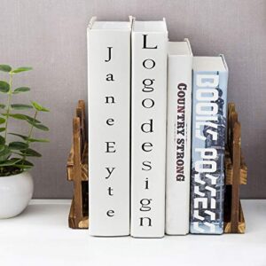 MyGift Rustic Burnt Brown Solid Wood Decorative Bookends with Picket Fence Design, Country Home Style Office Desk Book Stand Shelf Decoration, 1 Pair