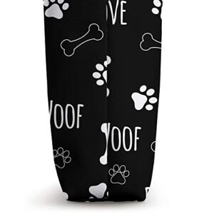 Love Dog Woof Bone and Paw Pattern in Black Background Tote Bag