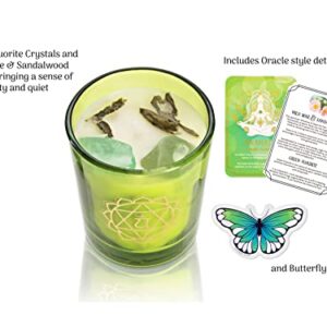 SUZIEJO Aromatherapy Candle Heart Chakra Rose Sandalwood Essential Oil Scented Candles Green Fluorite Crystals & Healing Stones Spiritual Gifts for Women Soy Candle Stress Relief Candle Set