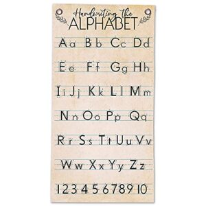 handwriting the alphabet – vintage canvas alphabet poster wall scroll art – nursery decor 16″ x 32″ baby room decor print – makes great playroom wall decor – homeschool decor – abc wall decor