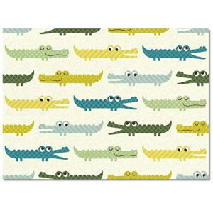 meet 1998 cartoon crocodile durable indoor area rugs colorful cute alligator rectangular non-slip carpet for living room/bedroom/kitchen/hallway home decoration 24″x36″ inch