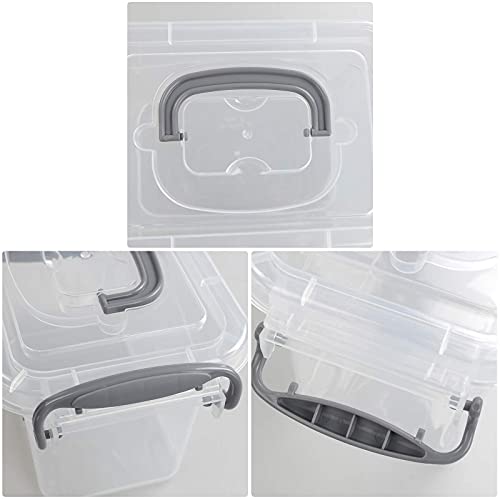 Nesmilers 1.8 L Plastic Latch Storage Box, 6-Pack Clear Storage Bins with Lids