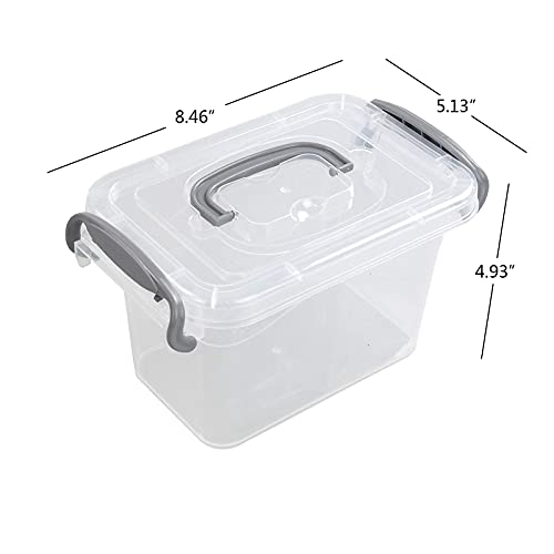 Nesmilers 1.8 L Plastic Latch Storage Box, 6-Pack Clear Storage Bins with Lids