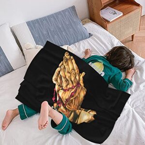 Throw Blankets Praying Hands Rosary Super Soft Cozy Plush Blankets Lightweight Fleece Blanket Throw for Couch Sofa Bed