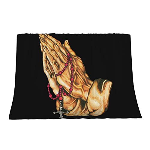 Throw Blankets Praying Hands Rosary Super Soft Cozy Plush Blankets Lightweight Fleece Blanket Throw for Couch Sofa Bed