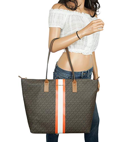 Michael Kors large top zip travel tote tangerine multi