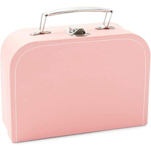 Okuna Outpost Set of 3 Different Sizes of Paperboard Suitcases with Metal Handles, Decorative Cardboard Storage Boxes (Pink)