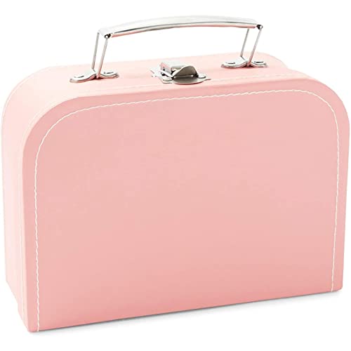 Okuna Outpost Set of 3 Different Sizes of Paperboard Suitcases with Metal Handles, Decorative Cardboard Storage Boxes (Pink)