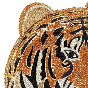 Bling Diamond Tiger Clutch Evening Bags For Women Formal Party Crystal Purse Wedding Handbag (Gold)