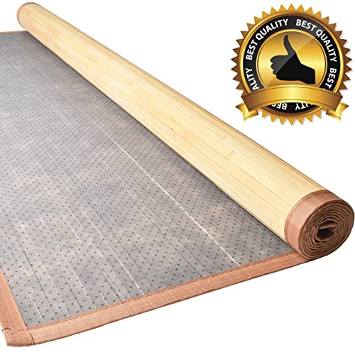 Bamboo Area Rug - 5x8 Bamboo Outdoor Rug All in One: Bamboo Rugs for Living Room, Outdoor Patio Rug, Kitchen Rug, Outdoor Carpet, Bamboo Rug for Entryway, Room Rug - Bamboo Floor Mat Large Light Brown