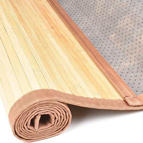 Bamboo Area Rug - 5x8 Bamboo Outdoor Rug All in One: Bamboo Rugs for Living Room, Outdoor Patio Rug, Kitchen Rug, Outdoor Carpet, Bamboo Rug for Entryway, Room Rug - Bamboo Floor Mat Large Light Brown