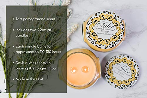 Tyler Candle Fleur de Lis 2-Pack | 22 oz. Glass Jar Scented Candles | Exotic Pomegranate Scents Double-Wick Candles for The Home | Gift Set Made in USA