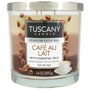 tuscany cafe au lait with essential oil soy blend- glass jar candle