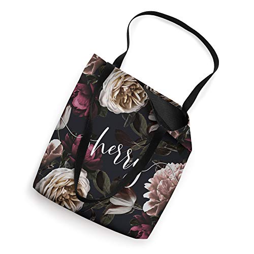 Sherry - Elegant Floral Rose & Peony Personalized Name Tote Bag