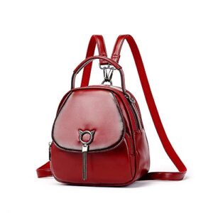 mn&sue fashion vegan leather dual use backpack purse for women convertible shoulder satchel bag (red)