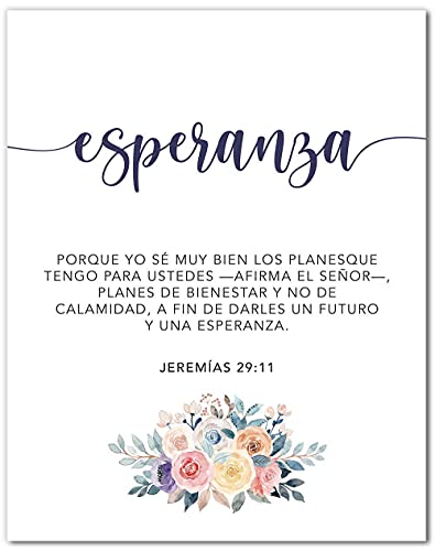 Fe Esperanza Amor Wall Decor - Cuadros Cristianos Para Pared en Español - Christian Wall Decor In Spanish - Set of 3 Prints - 8x10 - Unframed