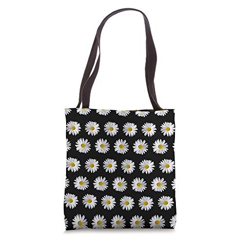 Yellow Flowers Daisy flower Margarita Black Background Tote Bag