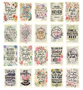 20 piece floral bible page verse collage kit – christian gift, teen room wall, dormitory bedroom decorations, vintage aesthetic, 4×6 professional photos