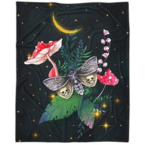 mushroom moth blanket super soft fleece throw blankets 40×50 inches comfy summer flannel travel camping blankets gift for women men decor bedroom sofa chair