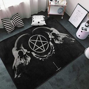 3×5 rug 60×39 inch rugs bedside mats home decor carpet luxury fashion non-slip-gothic occult satan penta symbol skull