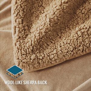 KAWAHOME Super Soft Minky Blanket King Size Extra Warm Pinched Pleat Sherpa Winter 380GSM Blanket for Couch Sofa Bed, 108" X 90" (Camel)