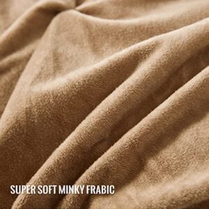 KAWAHOME Super Soft Minky Blanket King Size Extra Warm Pinched Pleat Sherpa Winter 380GSM Blanket for Couch Sofa Bed, 108" X 90" (Camel)